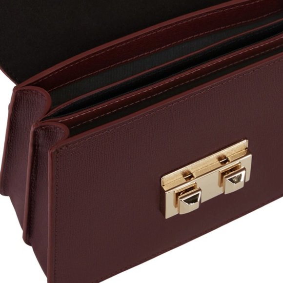 Furla | Bags | Furla Bella Mini Top Handle Burgundy Leather Shoulder ...